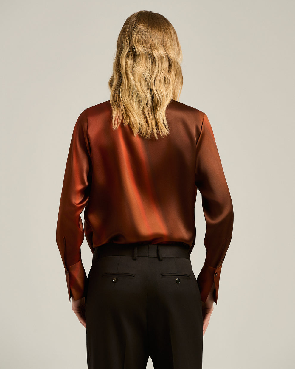 Women's rust printed silk shirt soft collar | Kiton